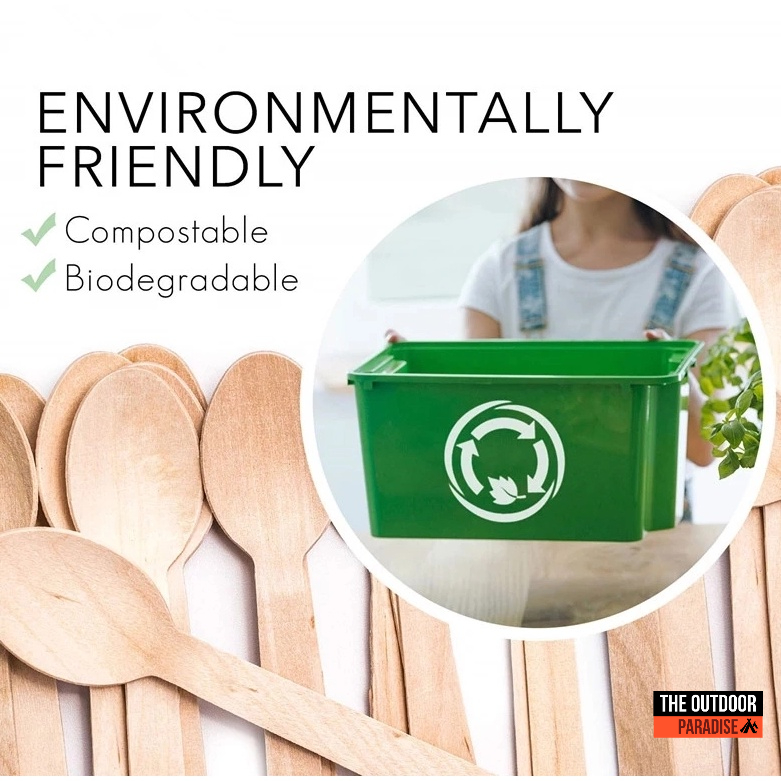 STOK MALAYSIA DISPOSABLE/RECYCLE WOODEN CUTLERY 50 PCS SPOON & 50 PCS ...