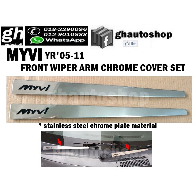 MYVI YR05-11 front wiper arm chrome cover set with Myvi logo (2pcs ...