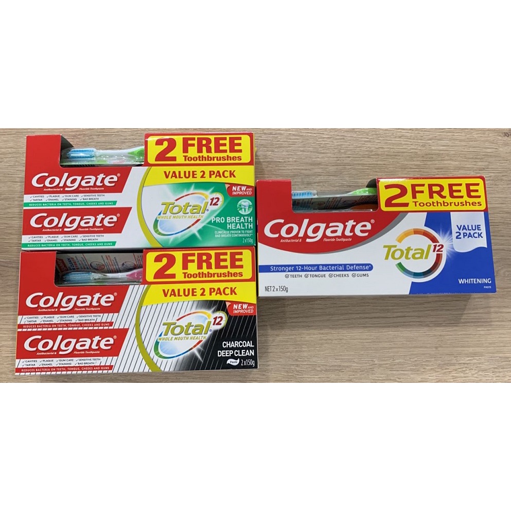 Colgate Total 12 Toothpaste 2 x 150g FOC Toothbrushes x 2 | Shopee Malaysia