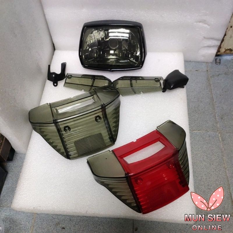 Head Lamp Signal Cover Tail Lamp Lampu Depan Set (tinted) Honda Ex5 High Power Ex5 Dream Ex5 ...