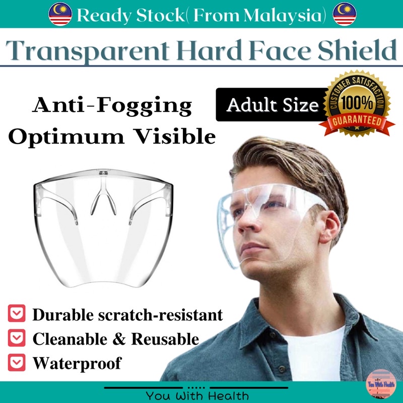 Ready Stock Hard Cover Transparent Full Face Shield for Adult Anti-fog ...