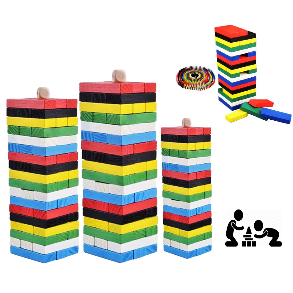 Wooden Colour Stacking Block Tower (48Pcs) / Blok Kayu Mainan Warna ...