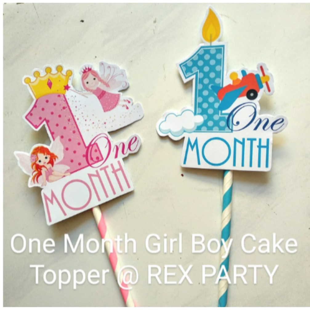 One Month Girl Boy Cake Topper/One Month Boy Girl Cake Topper/One Month ...
