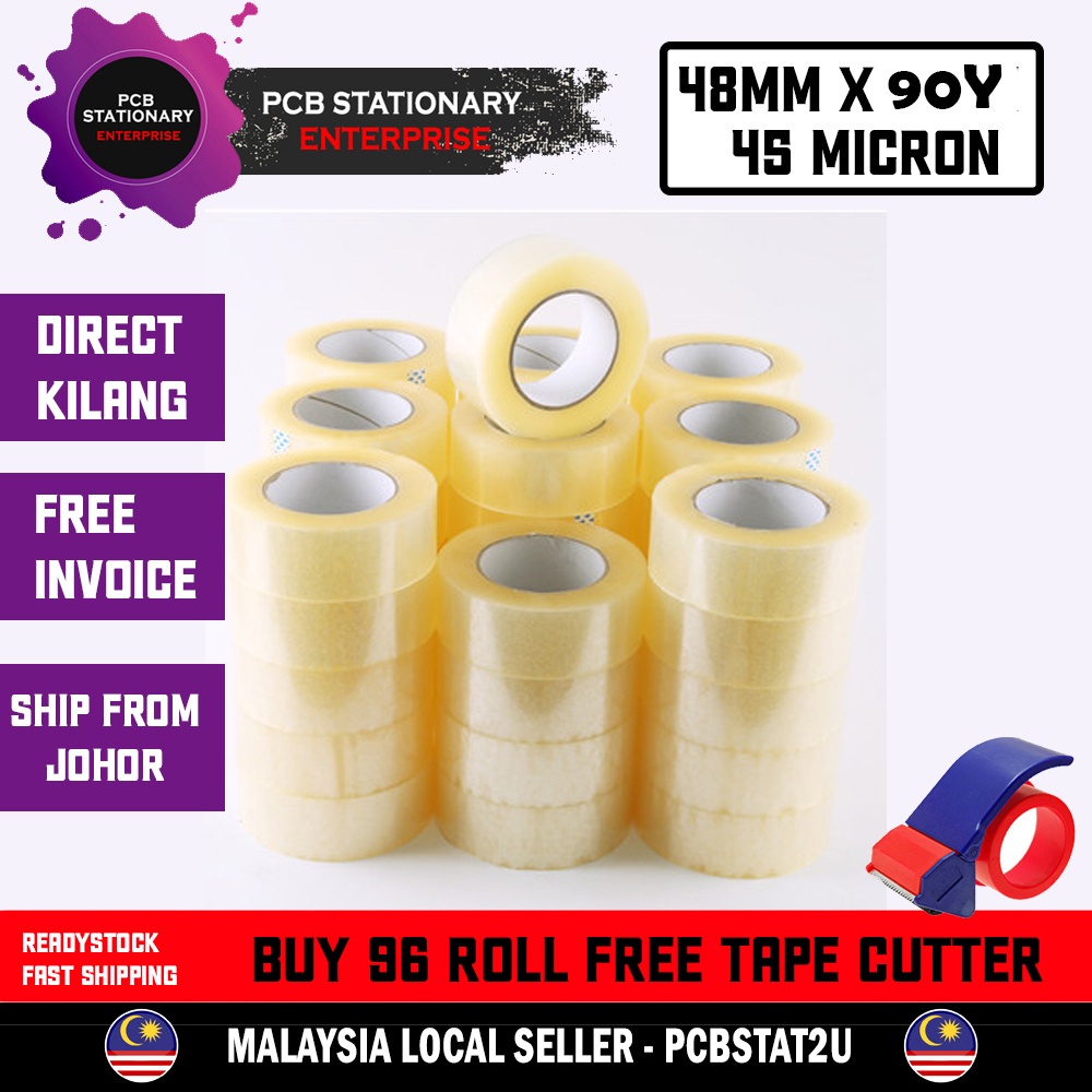 High Adhesive Clear Opp Tape (48mm x 90y) Selefon Tape/Brown Opp Tape ...