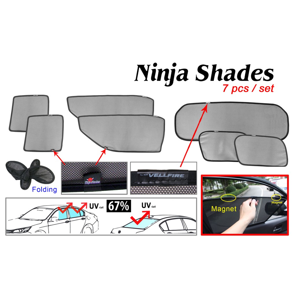 Ninja Sunshade for Vellfire 30 2016-2017 (7 Pcs) | Shopee Malaysia