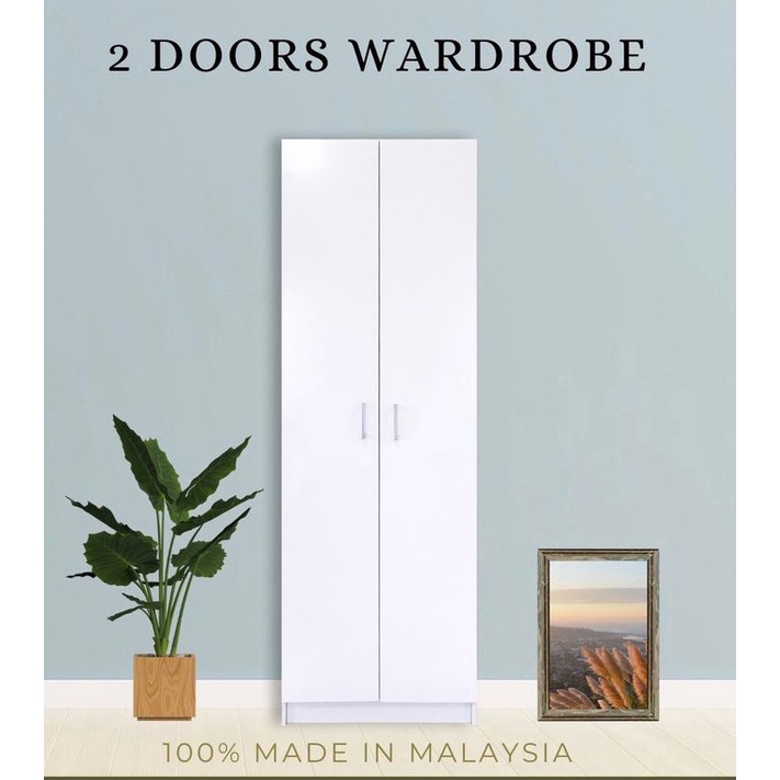 JFH EG WARDROBE 2 DOOR WITH 1 COMPARTMENT - WHITE / ALMARI 2 PINTU ...