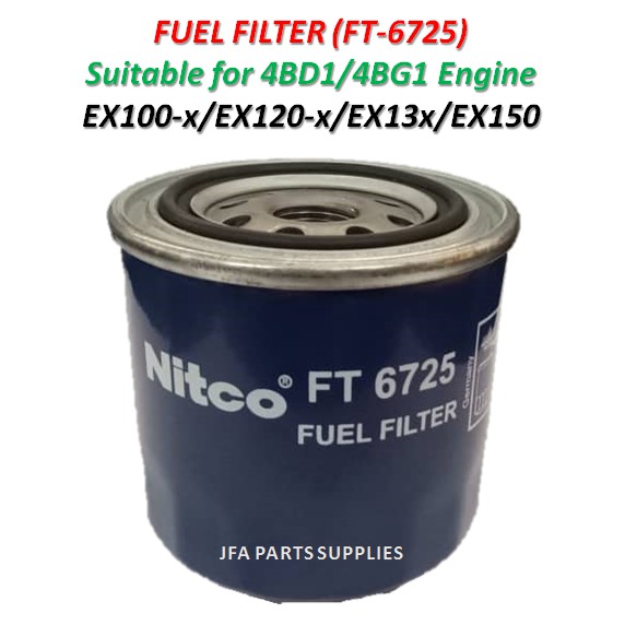 EXCAVATOR HITACHI EX100-x/EX120-x/EX13x/EX150 FUEL FILTER (FT-6725/4BD1 ...