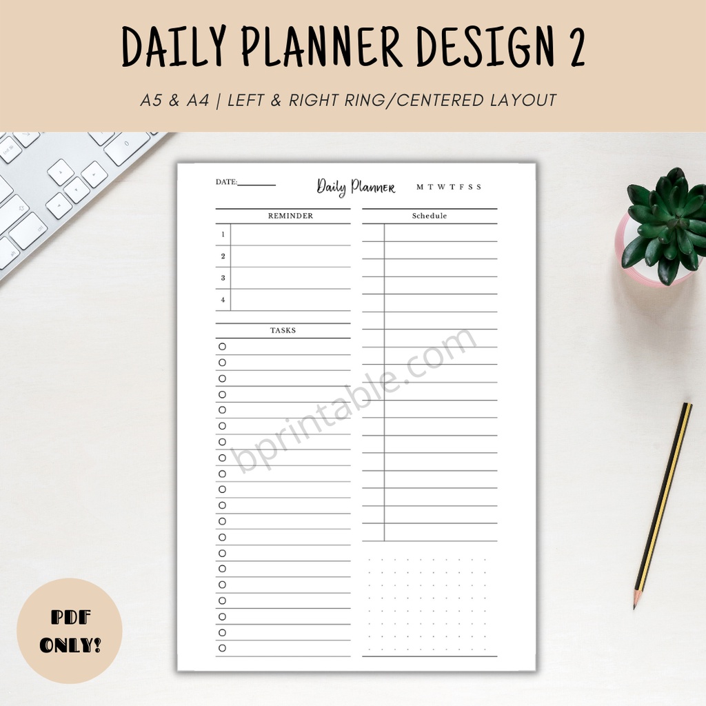 [PDF] Printable Daily Planner Design 2, Journal Template Printable ...