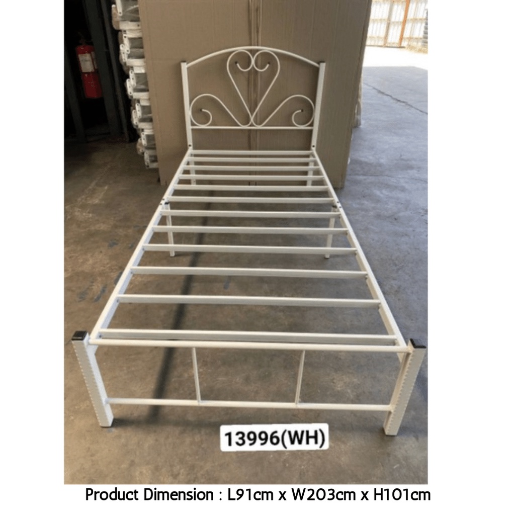 SHIRO Single Metal Bed frame Katil Bujang Besi Divan with headboard ...