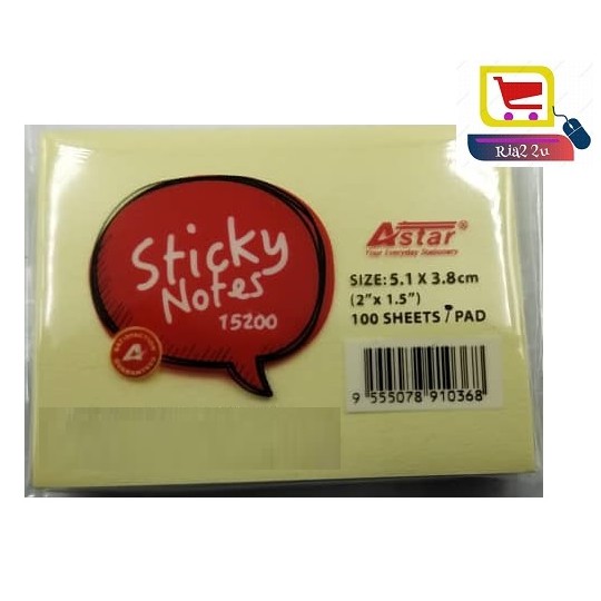 Astar Sticky Notes 2" X 1.5" 100’s/Pad | Shopee Malaysia