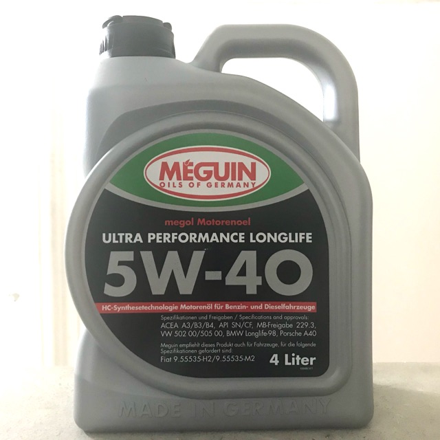 Meguin Oils Ultra Performance Longlife 5W-40 4 Liters Fully Synthetic ...