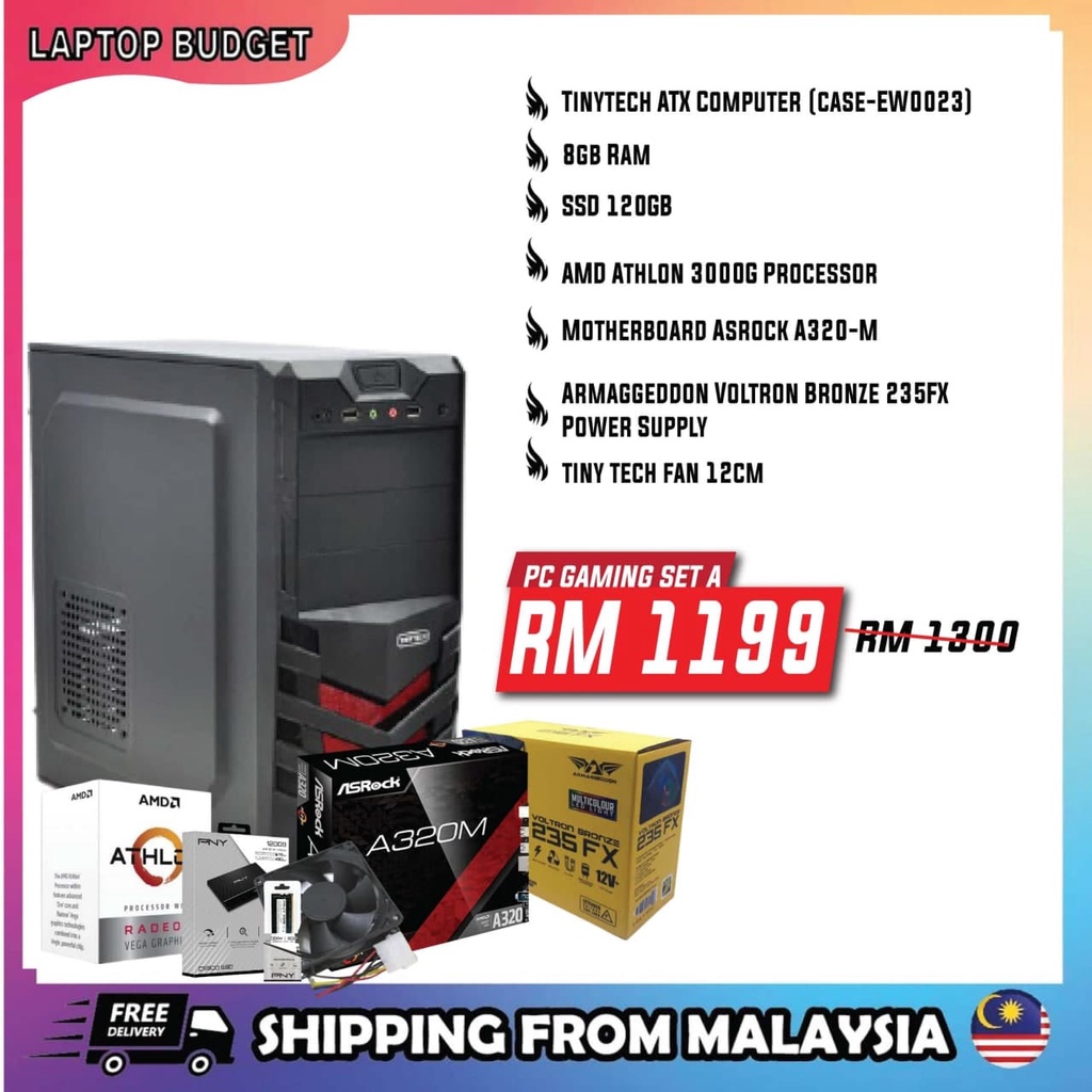 (NEW) DEKSTOP PC GAMING/CPU BASIC GAMING/CUSTOM MADE BUDGET AMD ATHLON ...