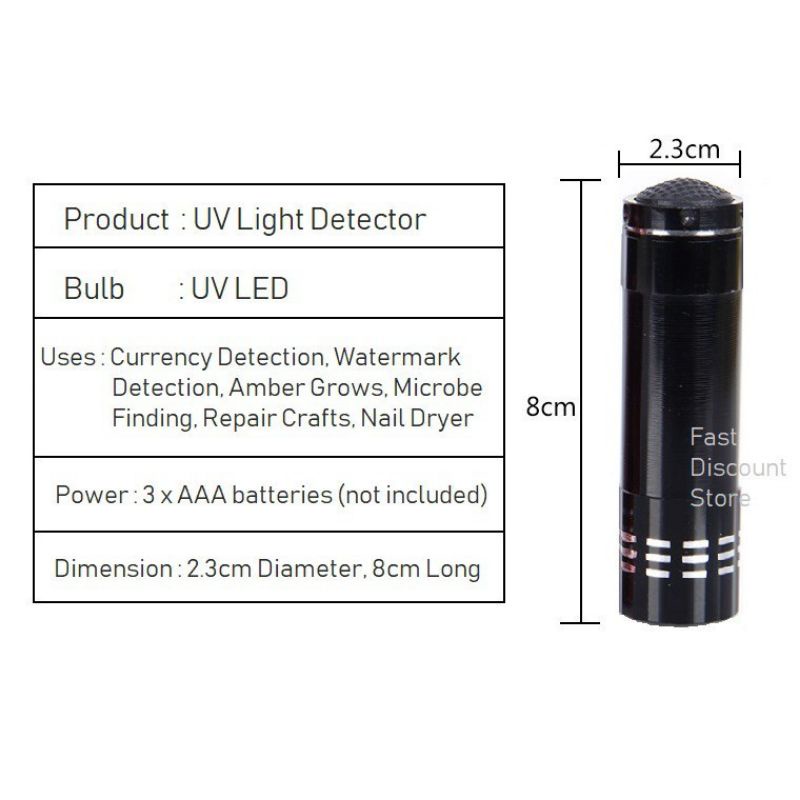 UV Ultraviolet Light 9-LED Money Counterfeit Currency Detector Scanner ...