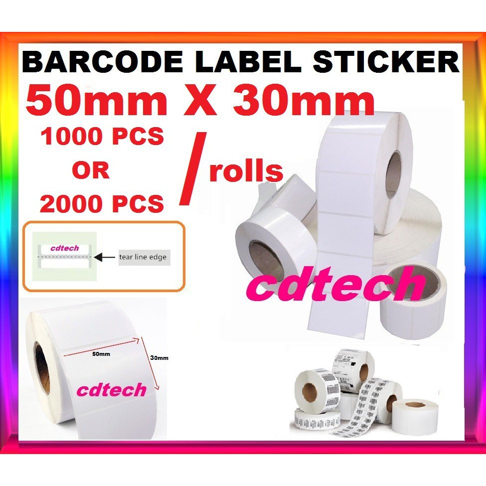 sticker label！sticker！ Blank Barcode Label Sticker 50mm x 30mm (1000pcs ...
