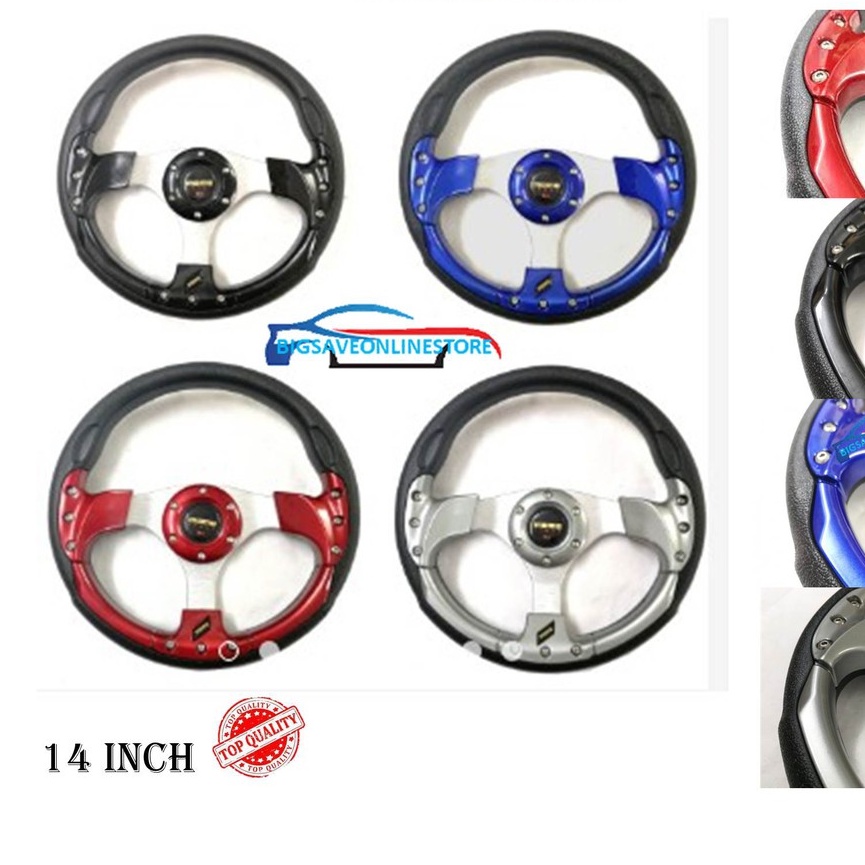 UNIVERSAL SPORT RACING CAR STEERING WHEEL 14 INCH / 13 INCH MOMO | Shopee Malaysia