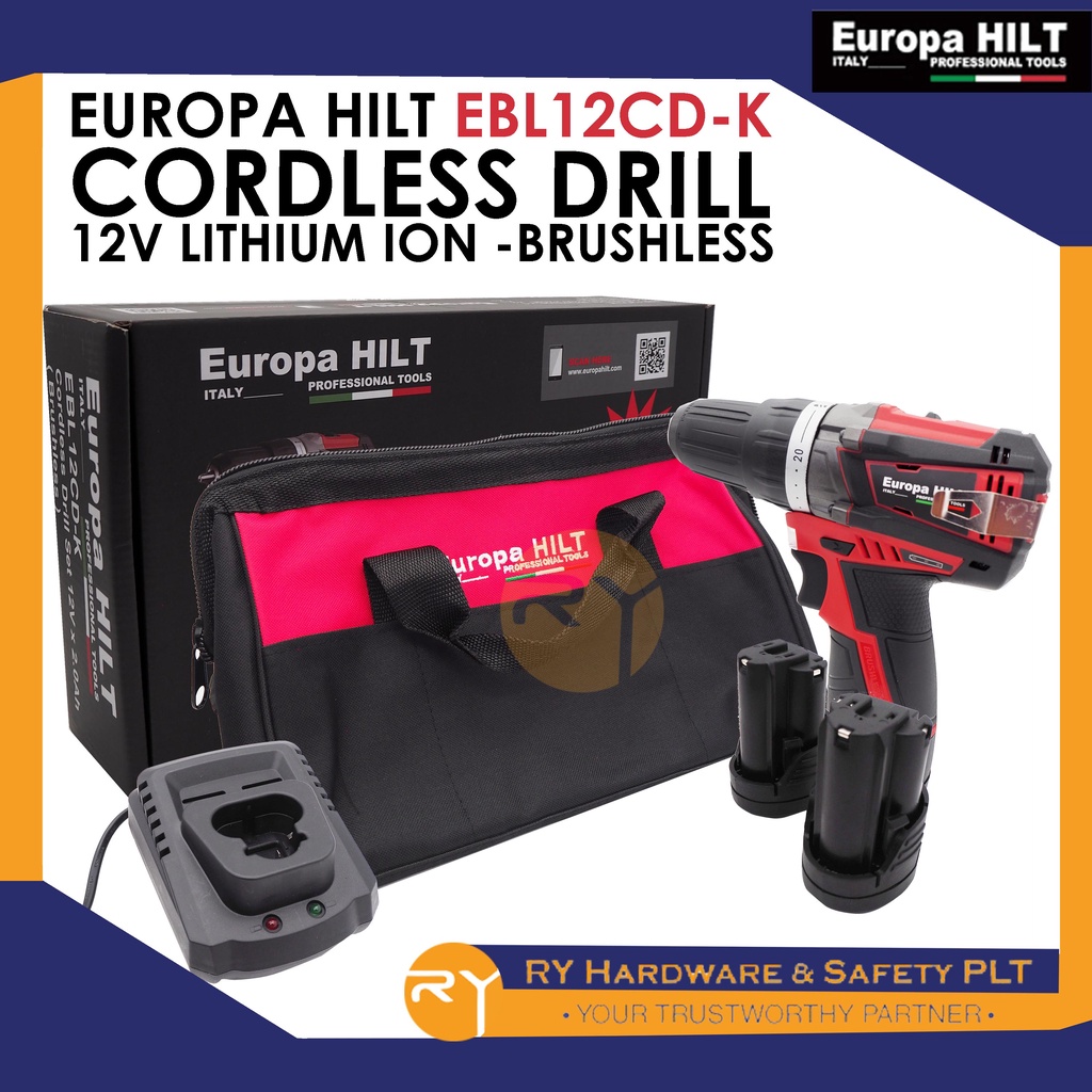 EUROPAHILT| EBL12CD-K CORDLESS DRILL SET | BRUSHLESS | LITHIUM ION ...