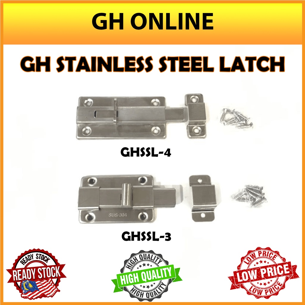DOOR LATCH SELAK PINTU STAINLESS STEEL LATCH 304 GHSSL-3 / GHSSL-4 304 ...