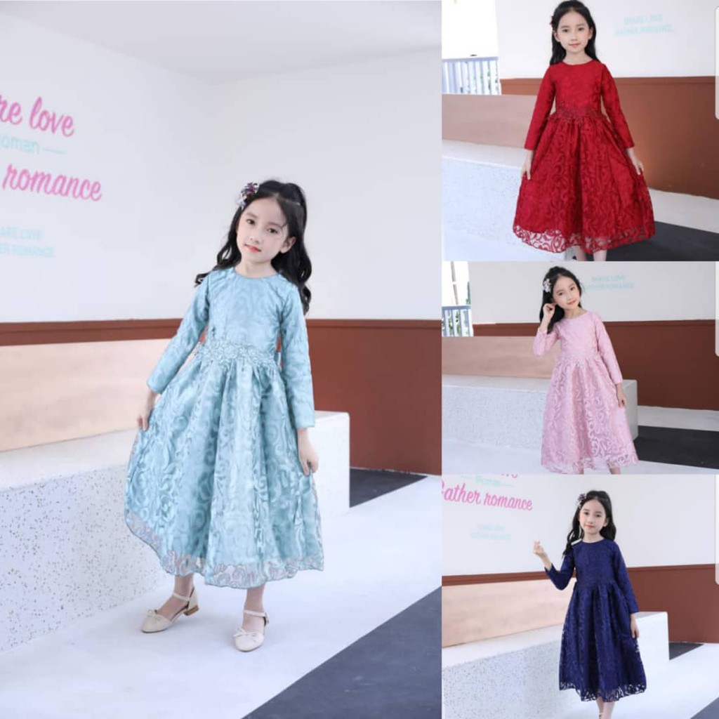 Girl Fashion Lace Jubah Baju Raya Budak 2025 Gaun Budak Perempuan ...