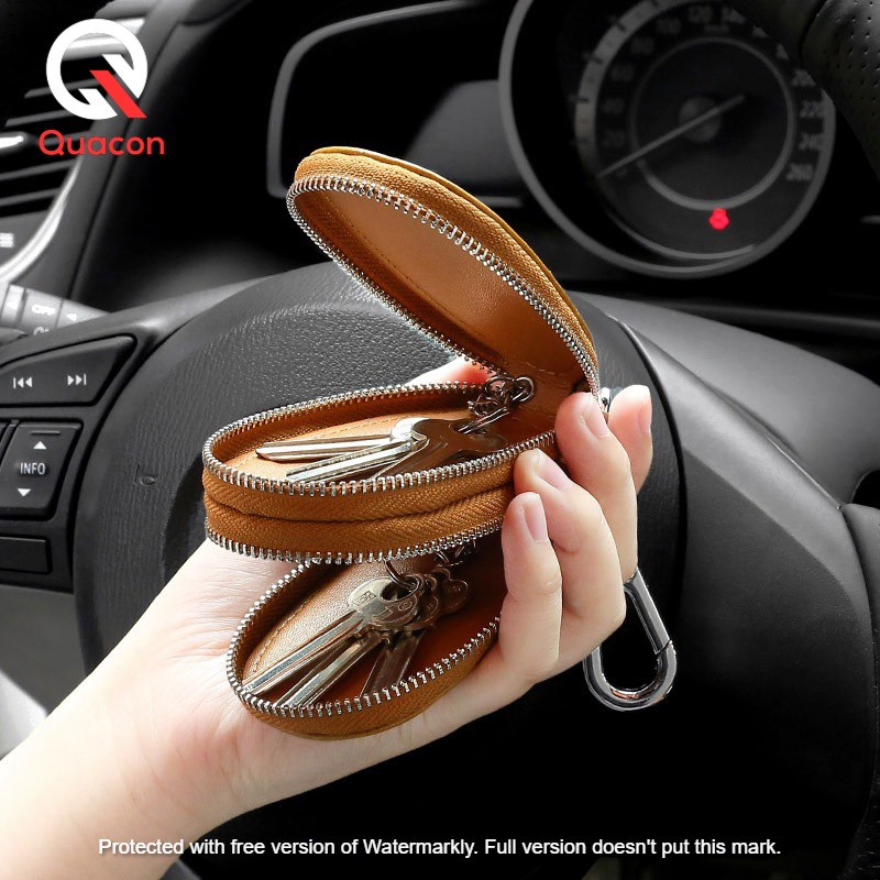 Dual Compartments Full-Grain Leather Car Key Holders | Shopee Malaysia