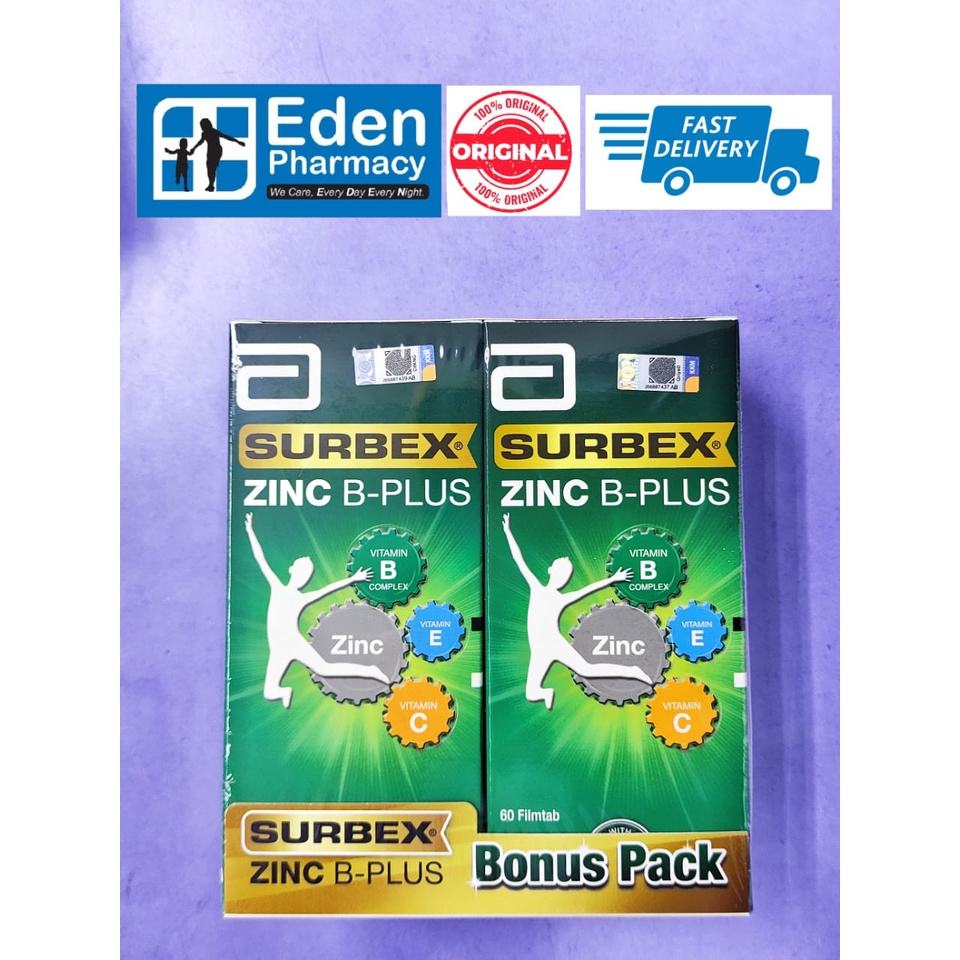 Abbott Surbex Zinc B-Plus ( vitamin B complex, vitamin E, C, folic acid ...