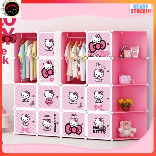 HELLO KITTY 16 cube corner DIY Multipurpose Wardrobe Cabinet Clothes ...