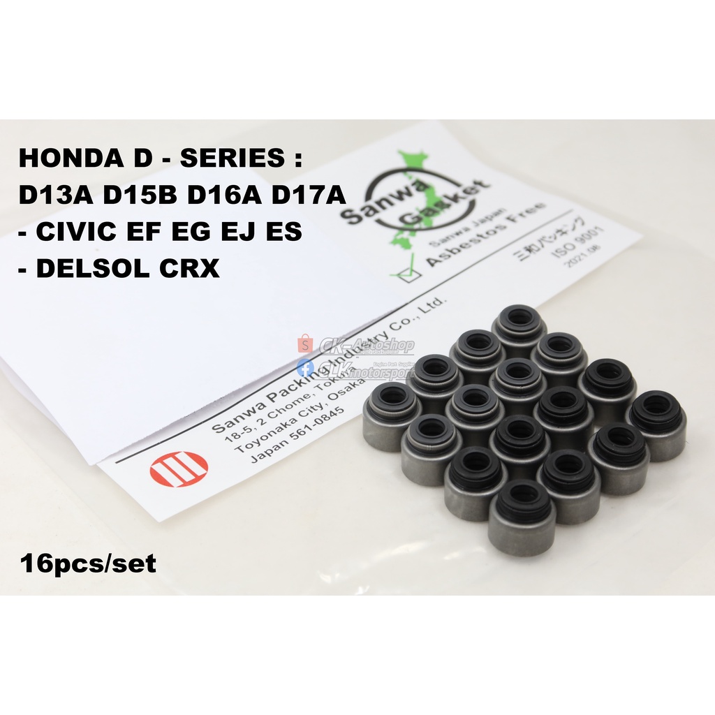 SANWA Japan Viton Valve Seal - Honda Civic EF EG ES CRX with D13A D15B D16A D16B D16Y D17A Sohc ...