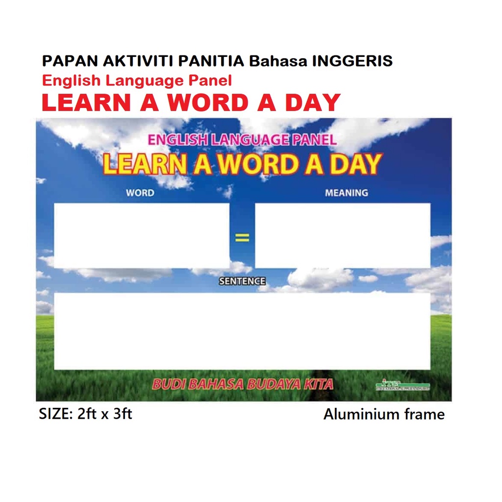 English Language Panel - LEARN A WORD A DAY (whiteboard type) size: 2ft ...