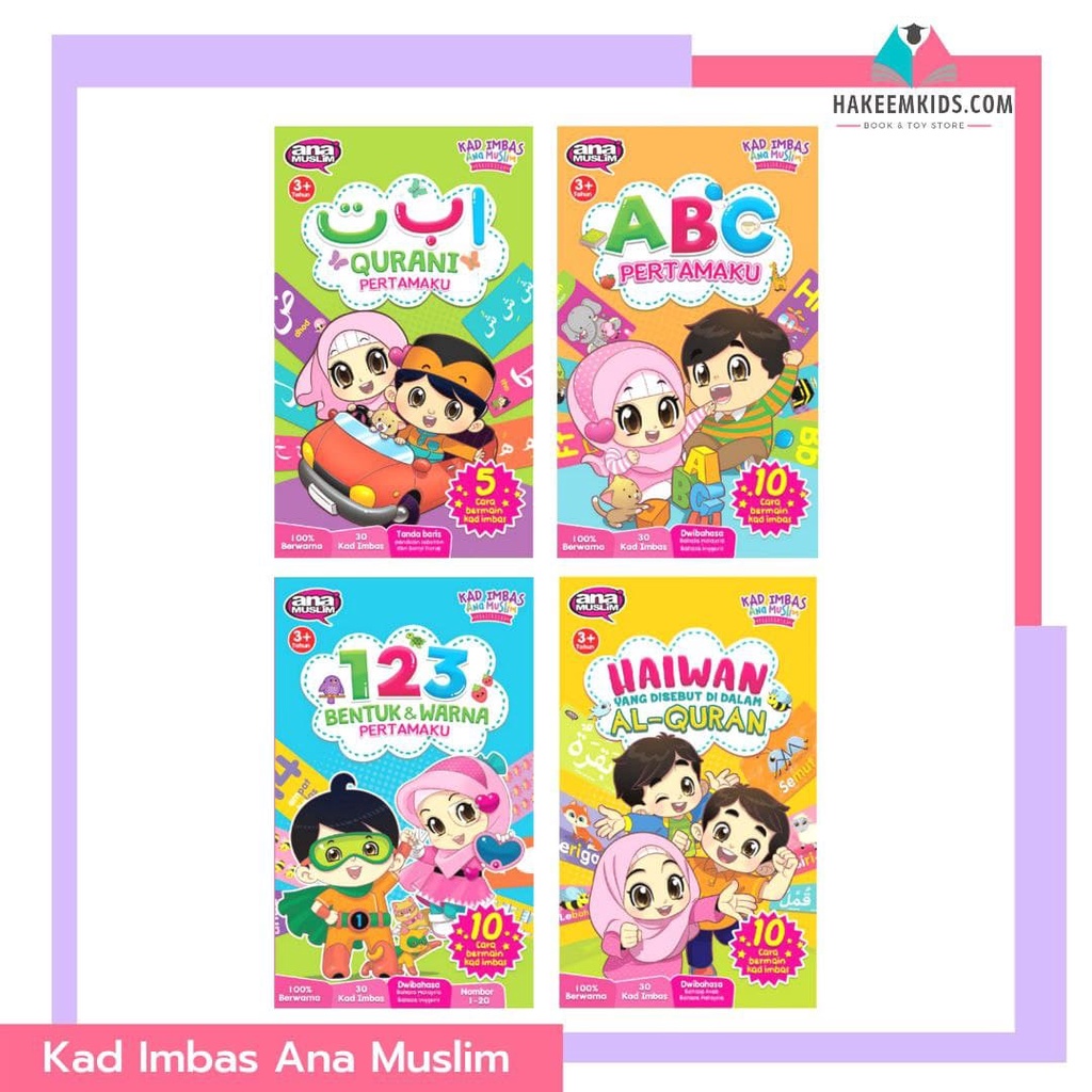 READY STOCK FLASH CARD KAD IMBAS ANA MUSLIM JAWI ABJAD NUMBER HAIWAN ...