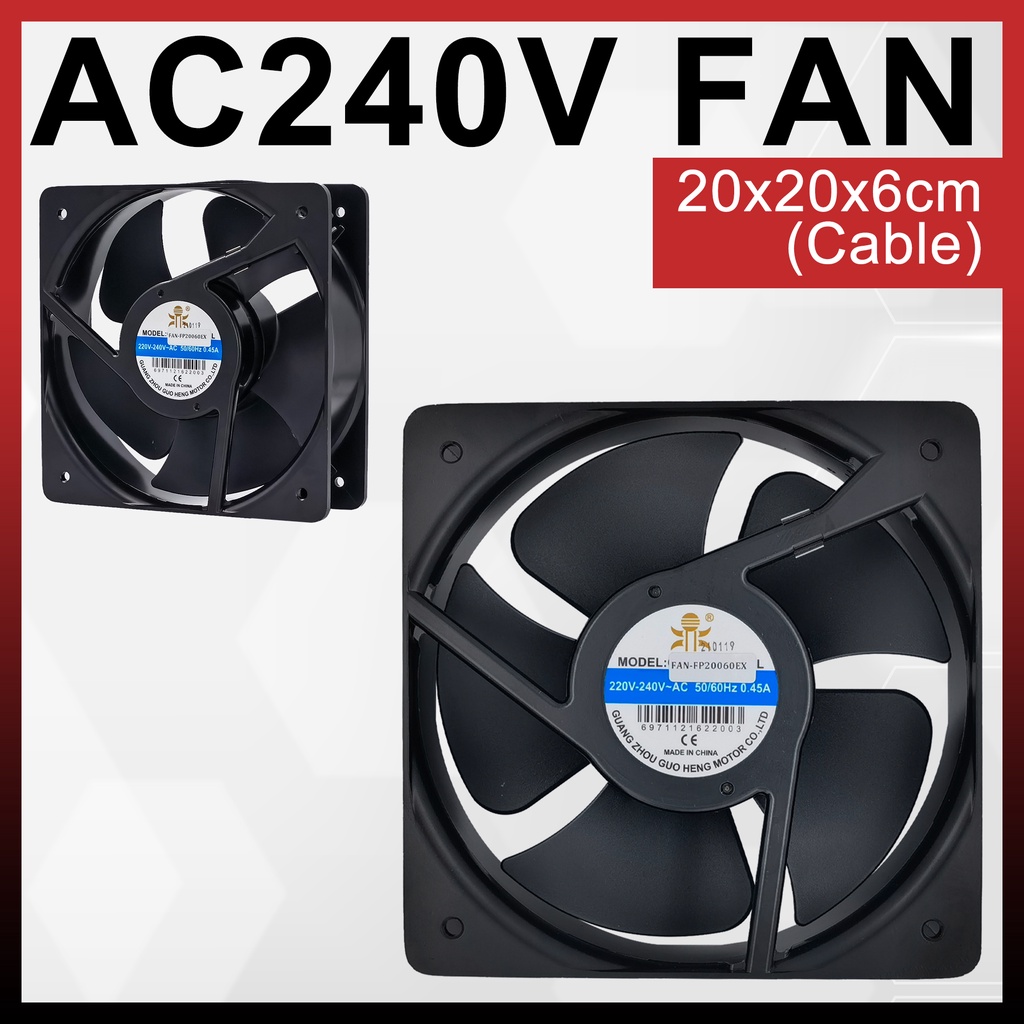8inch AC Axial Fan / Cooling Blower AC240V Ball Bearing 5 BLADES / EXHAUST FAN / COOLING FAN ...