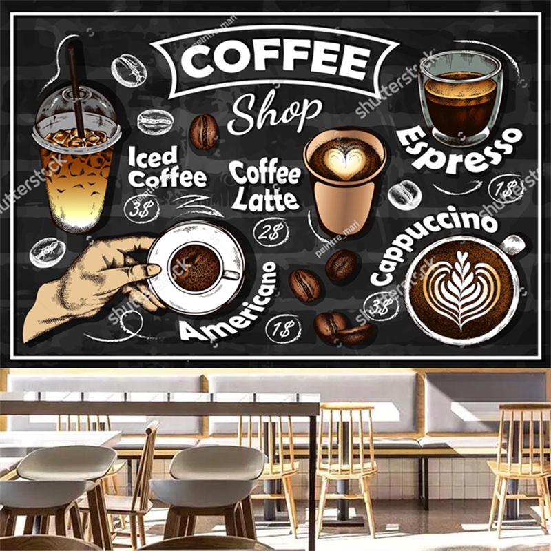 Hand painted blackboard Espresso cappuccino latte iced coffee custom ...
