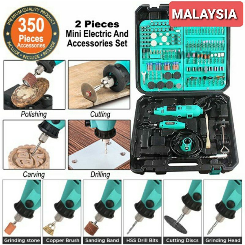 [0003] ( Ready Stok ) MALAYSIA 350pcs Mini Electric Drill Grinder Set ...