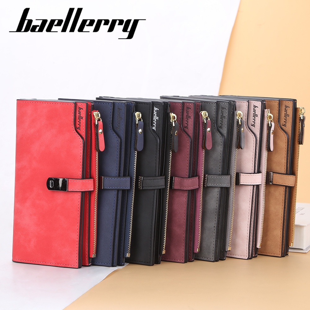 Baellerry Women's Long Wallet 26 Cards Slots Buckle Wallet Zipper ...