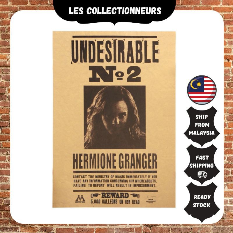Undesirable No 2 Hermione Granger Poster Reward Wanted Vintage Kraft ...