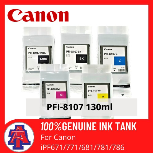 Canon Original PFI-8107 MBK, BK, C, M, Y Ink Cartridge (130ml)/Plotter ...