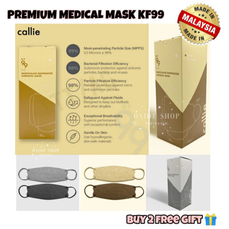 Callie Premium Medical Face Mask KF99 | 1box 2color 20PC/ | Shopee Malaysia
