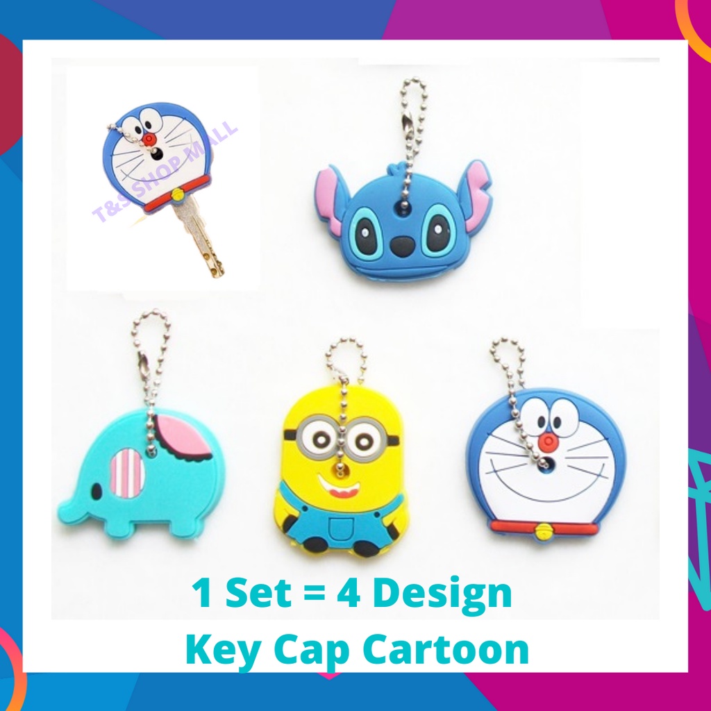 4pcs key cap cover 4 cartoon design doraemon,Minion ,Cute elephant,Lilo ...