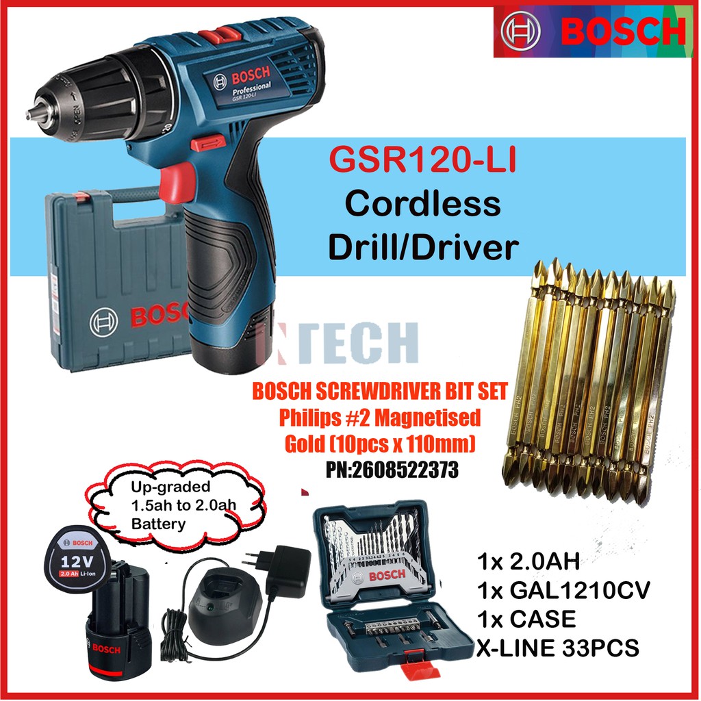 BOSCH GSR120-LI / GSR120LI CORDLESS DRILL/DRIVER +1X 12AV 2.0AH ...