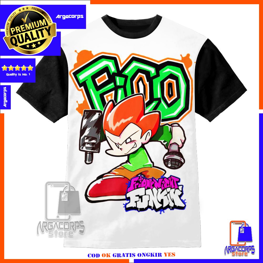 3d Children's T-shirt Premium Pico FNF Funkin AUG Distro Clothes ...