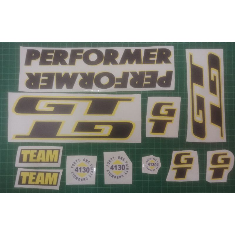 BMX GT Performer Team Decal Transparent Printed Sticker Black/Yellow ...