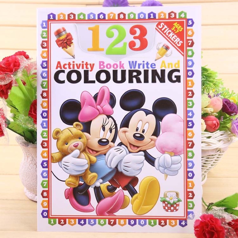 Children’s Cartoon 123 Activity Book Sticker Book Colouring Book Kids ...