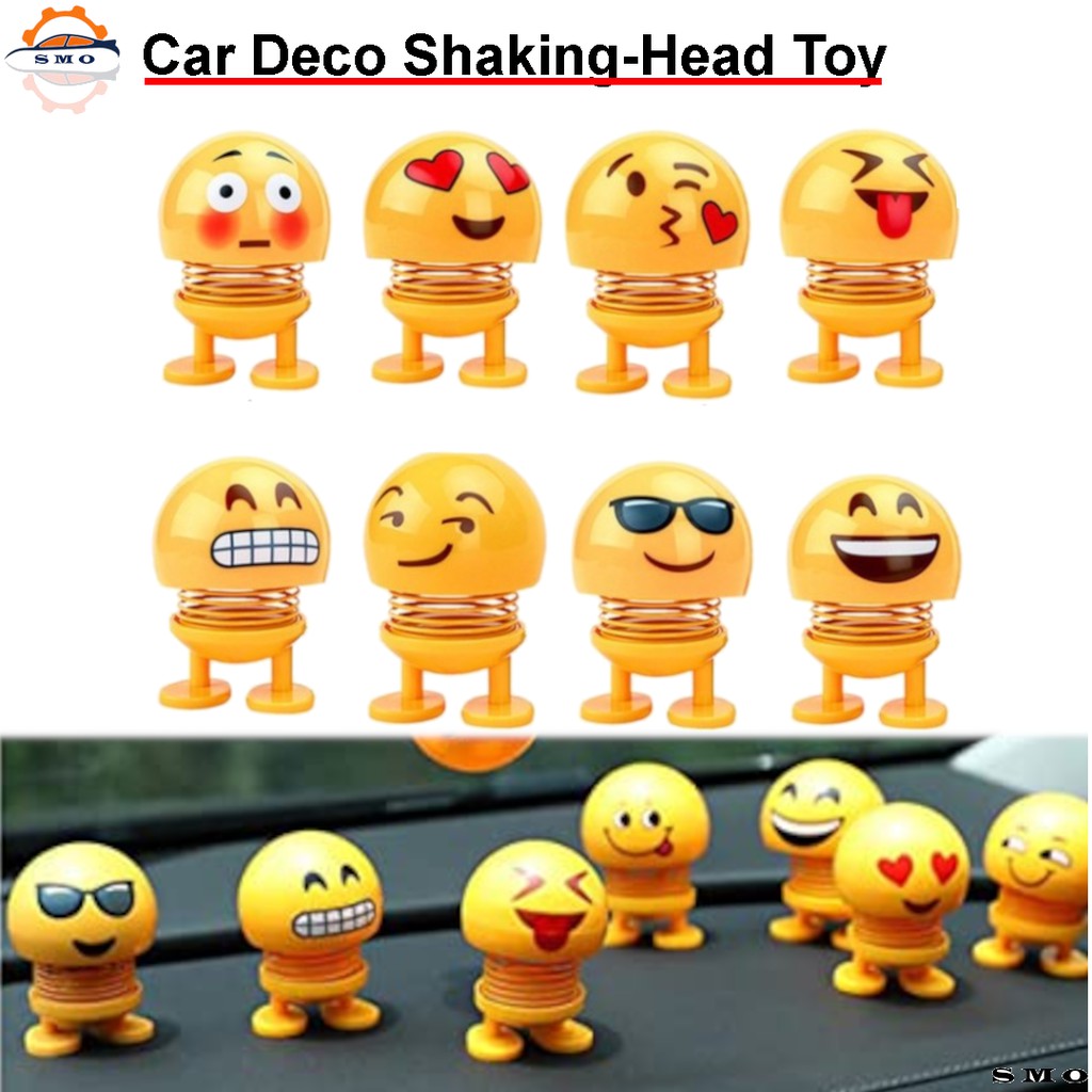 CLEAR STOCK Car Toy Emoji Shake Shaking Head Cute Dashboard Decoration ...