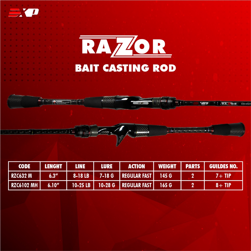 EXP RAZOR ROD Carbon Fiber 2PCS Fishing Rod Medium Light M Medium Heavy ...