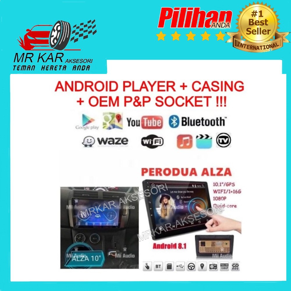 BIG SCREEN PERODUA ALZA ANDROID 12 MEDIA PLAYER WITH CASING & OEM PLUG ...