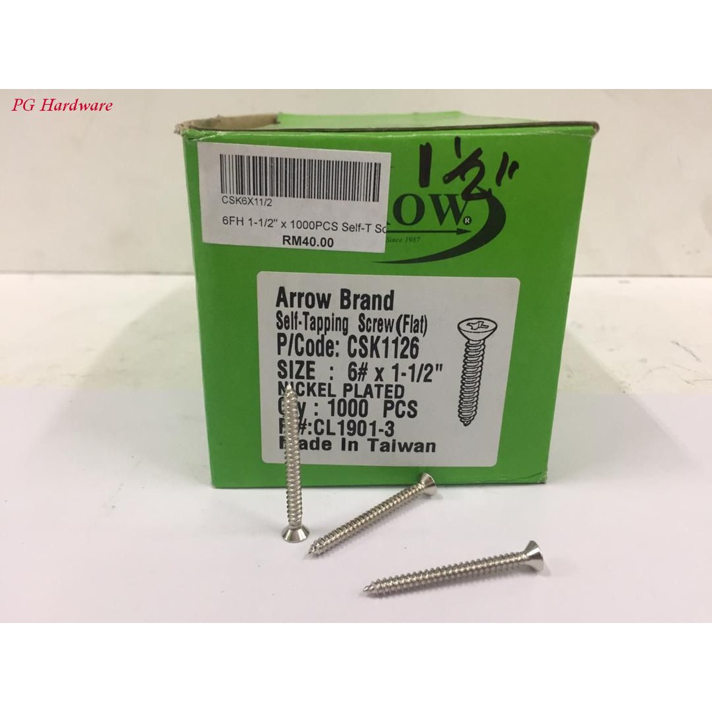 6# x 1-1/2" Self-Tapping Screw ( Flat Head ) | Shopee Malaysia