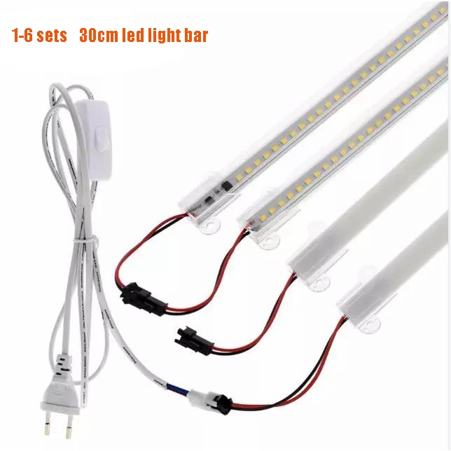 1-6Sets LED Tube Light With EU Plug AC 220V 30cm 72LEDs High Brightness ...