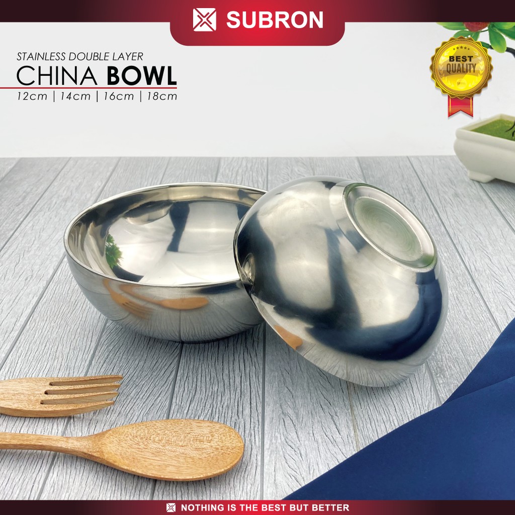 Subron China Bowl Stainless Bowl 11.5cm 14cm Multipurpose Dining Bowl ...