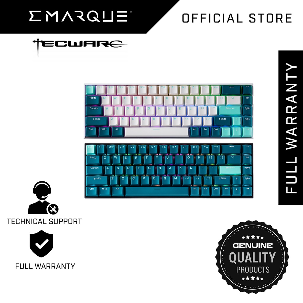 // Tecware B68+ Wireless Mechanical Keyboard — Black / White — Gateron ...