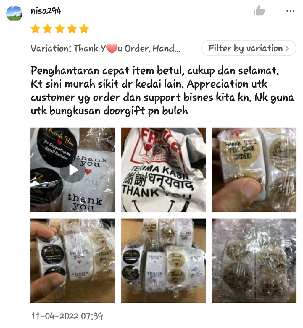Thank You Sticker 500 Pcs Murah Terima Kasih Handmade Bake Love Hand ...