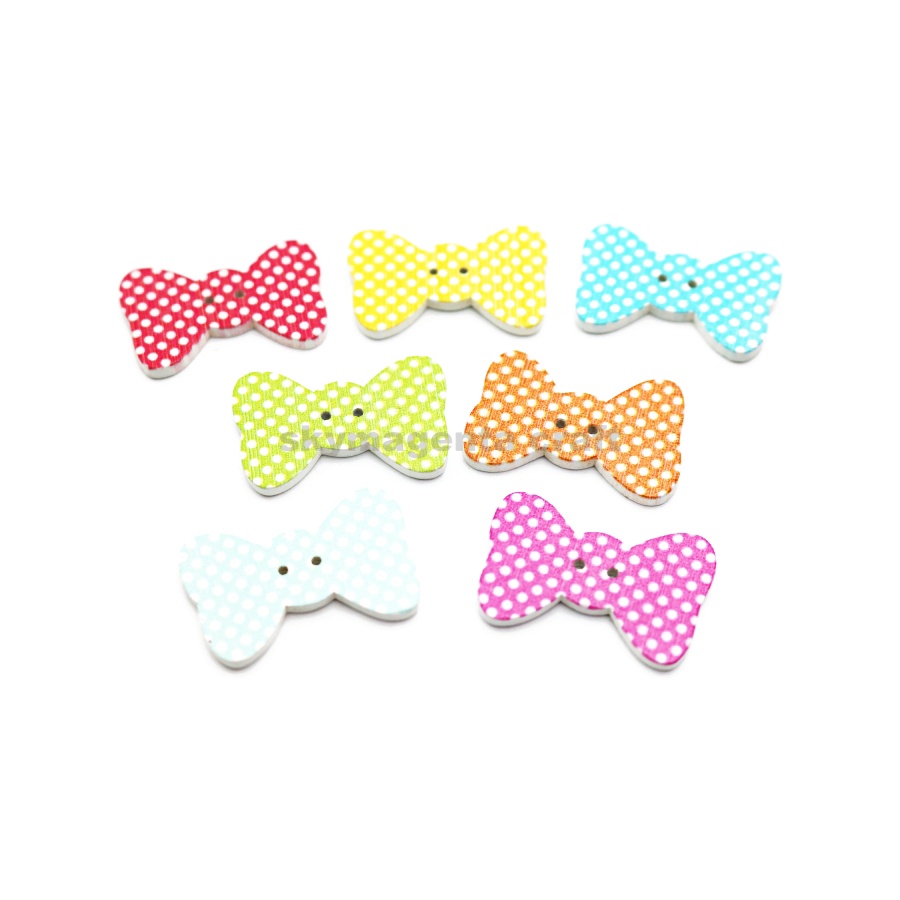 Ribbon Bow Reben Wood Wooden Button Buttons Butang Kayu DIY Sewing ...