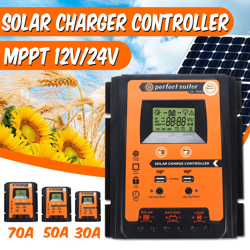 Best Solar Charge Solar Panel Controller 12V 24V 30A 50A 70A Waterproof ...